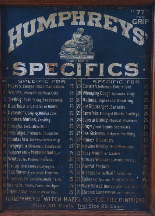 Humphreys Specifics Tin Front Veterinary Cabinet