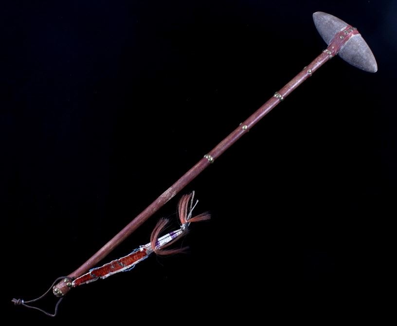 Comanche Stone Head Horseback War Club 19th C.
