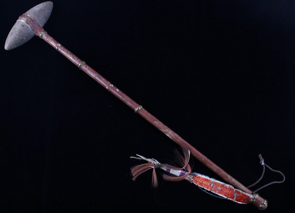 Comanche Stone Head Horseback War Club 19th C.