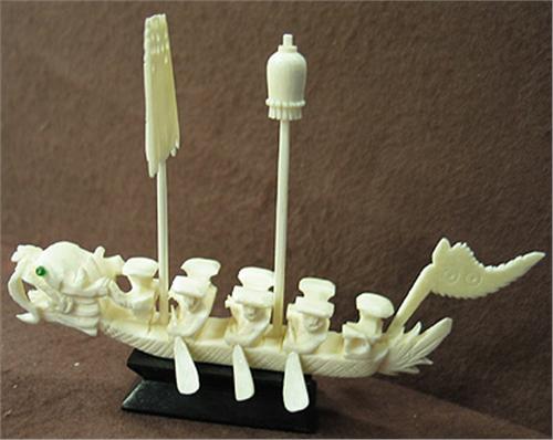 Hand Carved Ivory Dragon Boat. Measure
