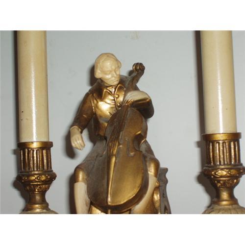 RARE 1932 Figural Bronze Lamp Man Playing Cello #934292
