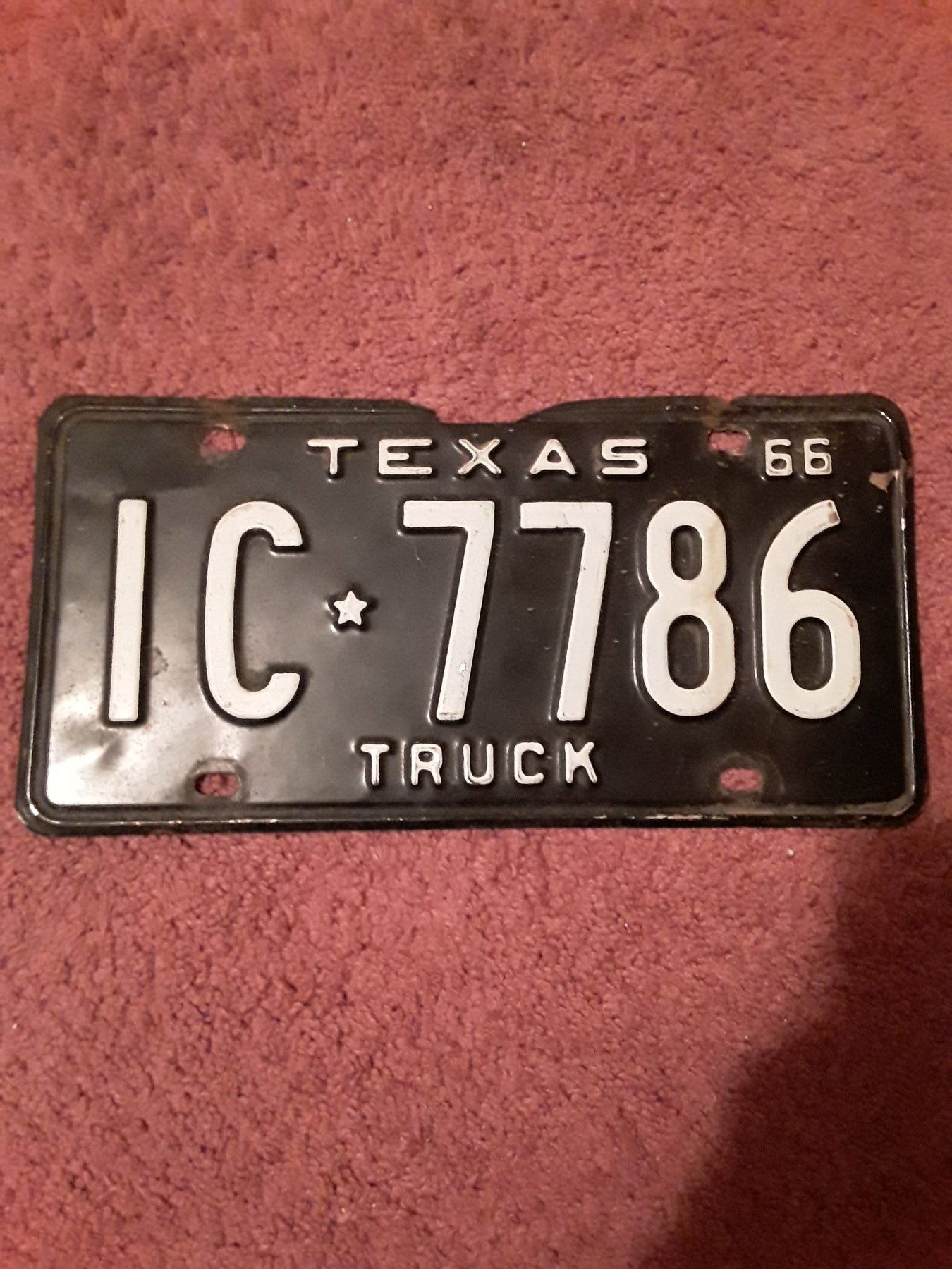 1966 Texas License Plate