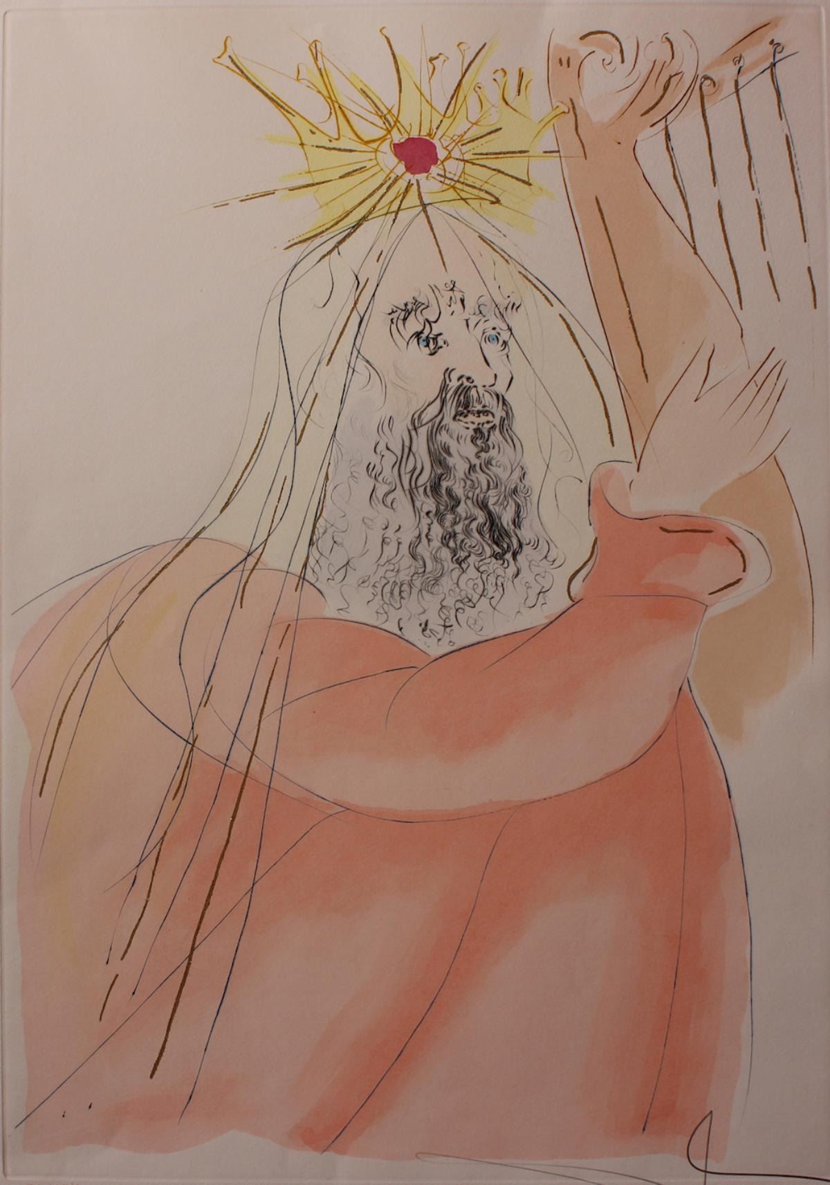 Salvador Dali- Watercolor on Etching "King David