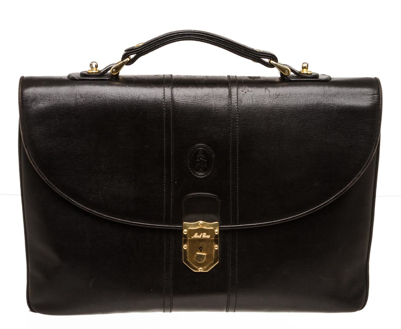 Mark Cross Black Leather Vintage Briefcase