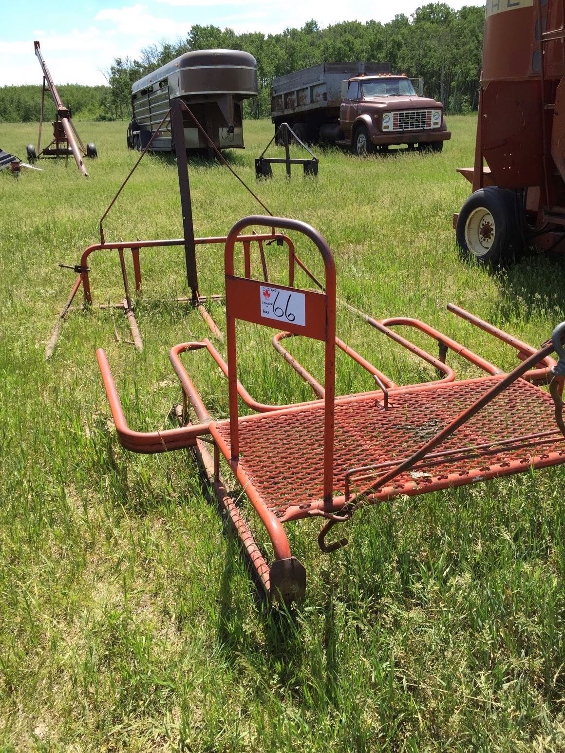 Square bale stooker and FEL square bale fork sells as one unit