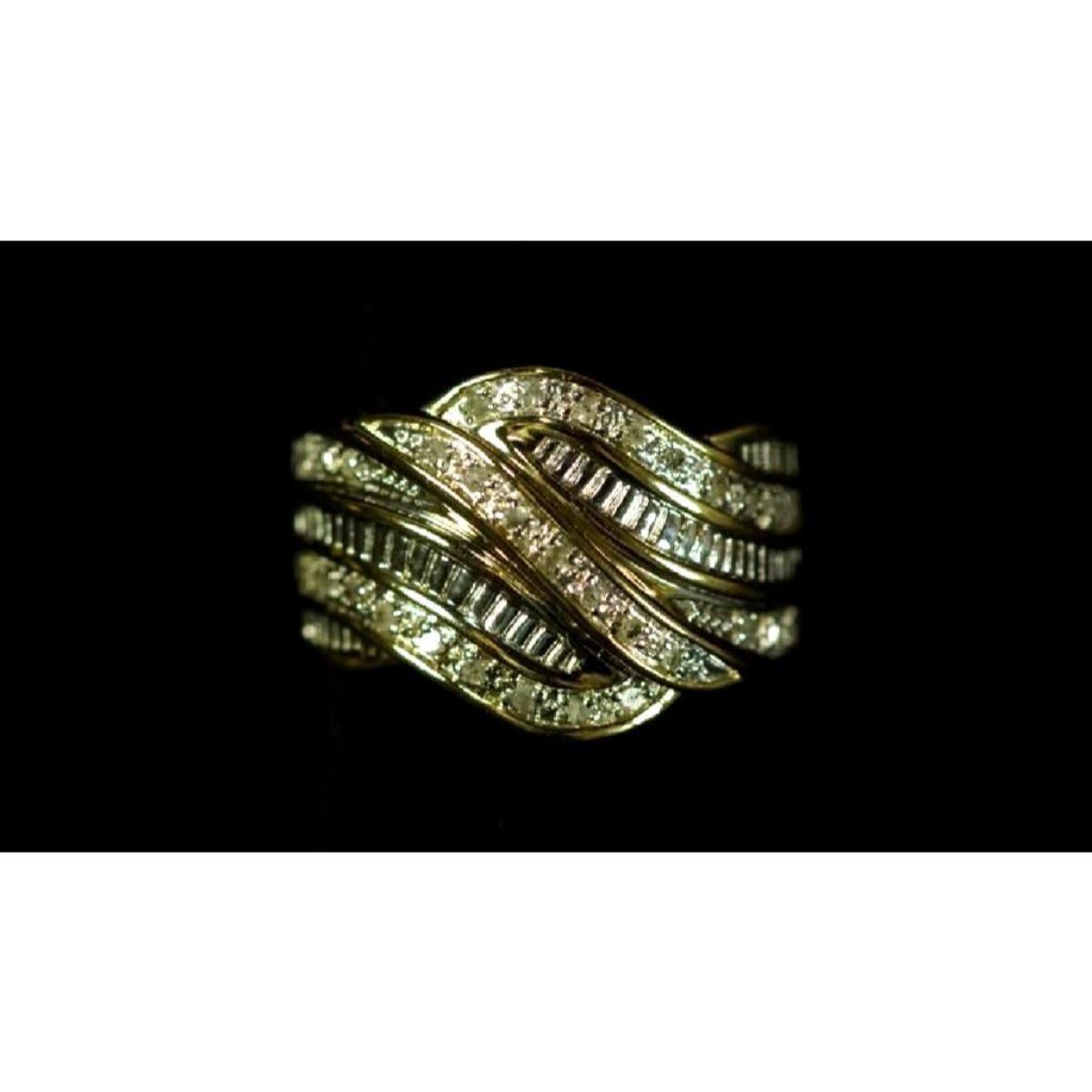 Gold Over Sterling Diamond Chip Cocktail Ring