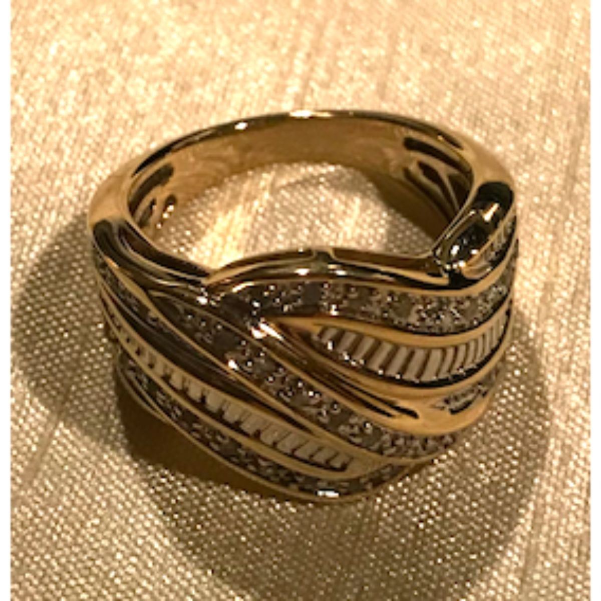 Gold Over Sterling Diamond Chip Cocktail Ring