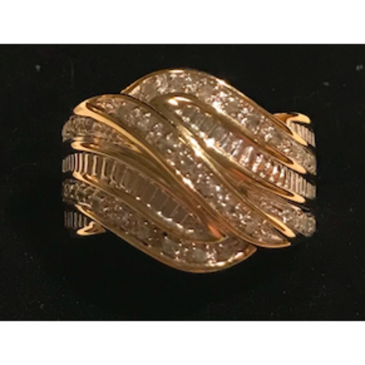 Gold Over Sterling Diamond Chip Cocktail Ring