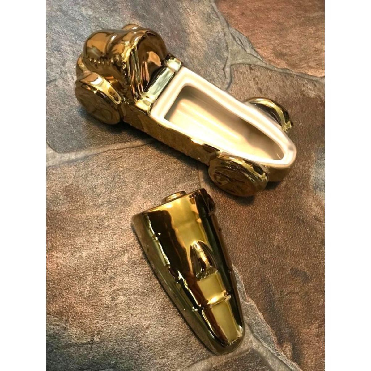 Gilt Ceramic Race Car Trinket Jewel desk Accessory Box