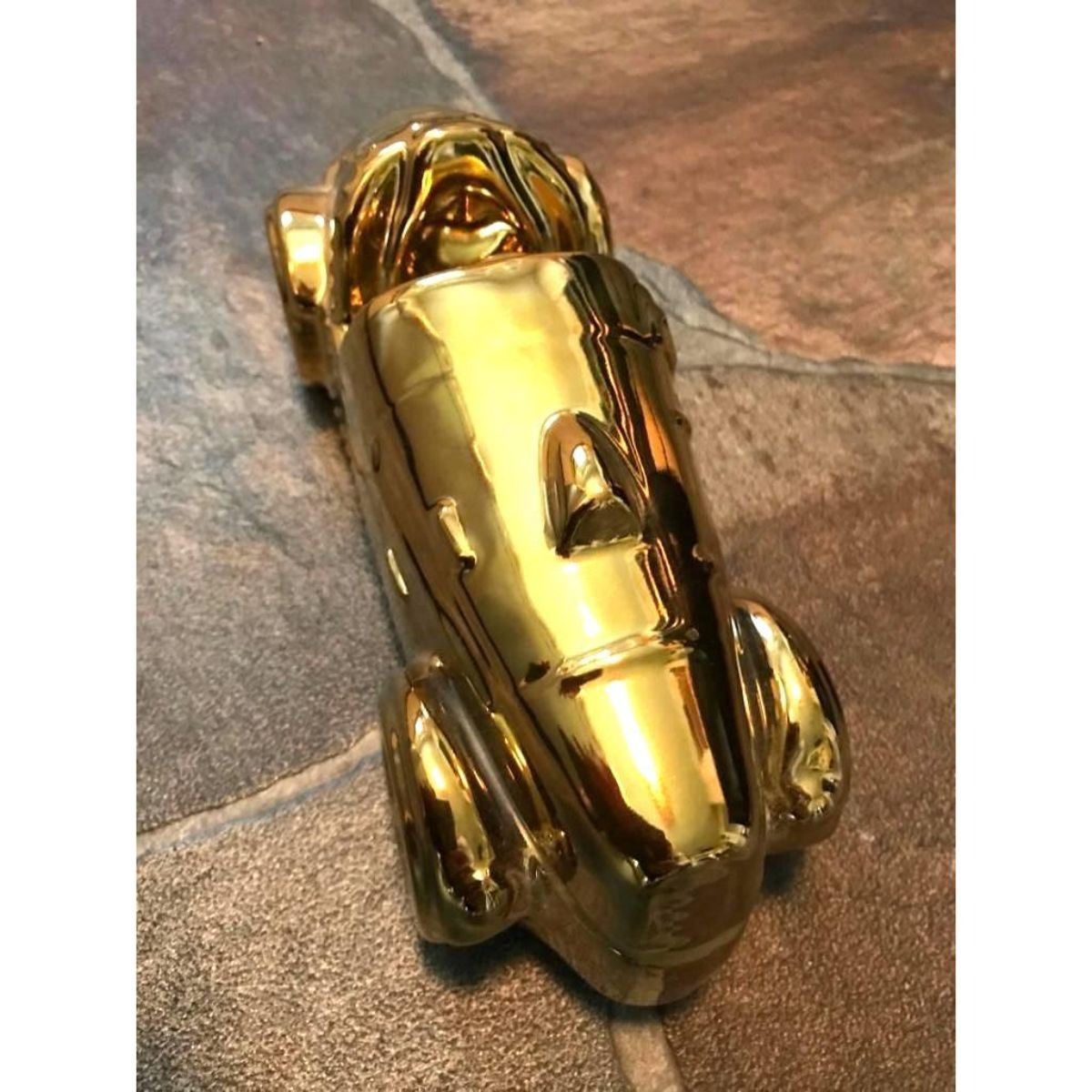 Gilt Ceramic Race Car Trinket Jewel desk Accessory Box