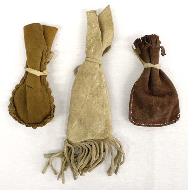 3 Vintage Native American Leather Pouches