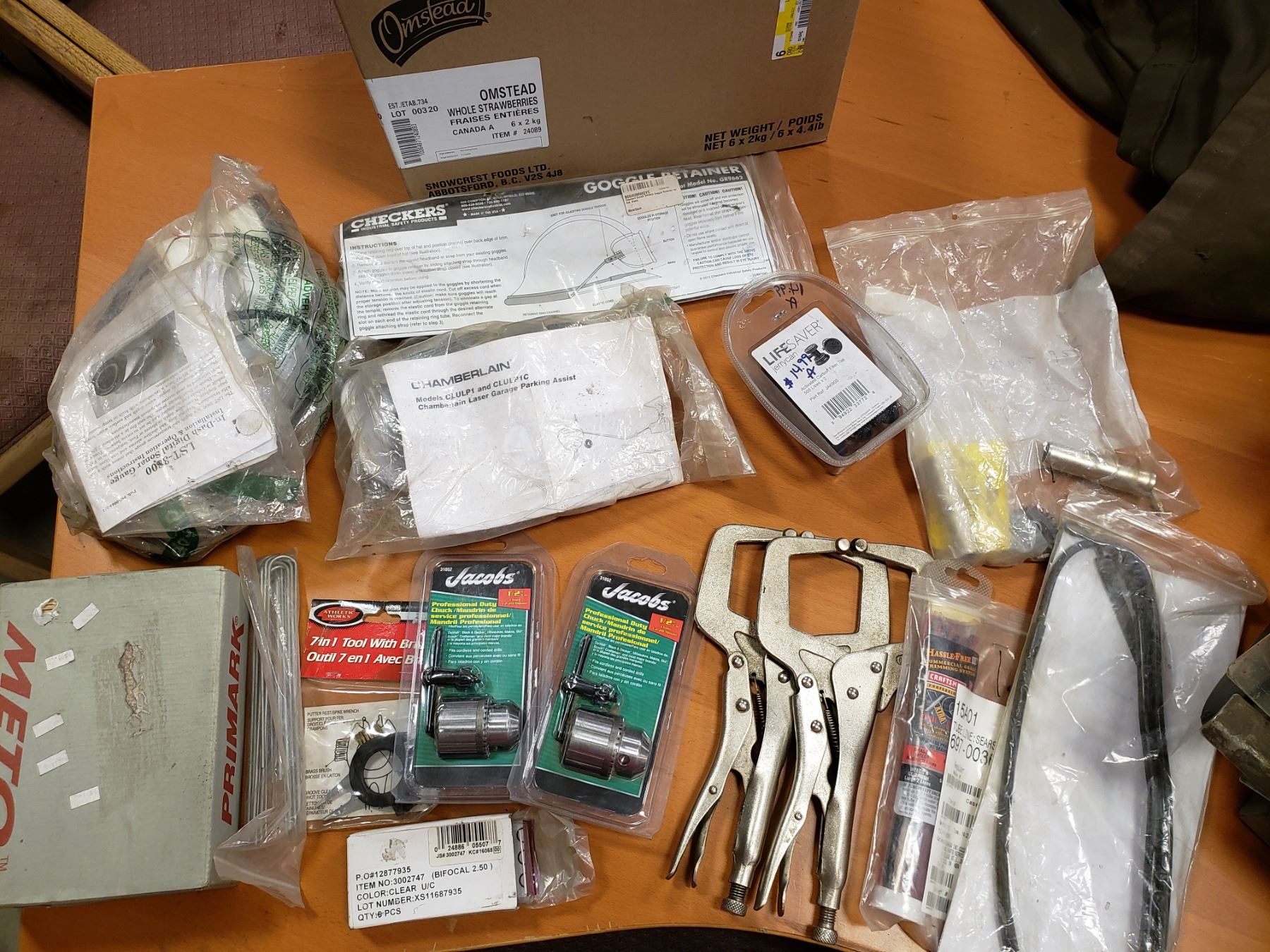 Two New 1/2" Drill Chucks, Two Welding Vice Grips, Goggle Retainers & Belts