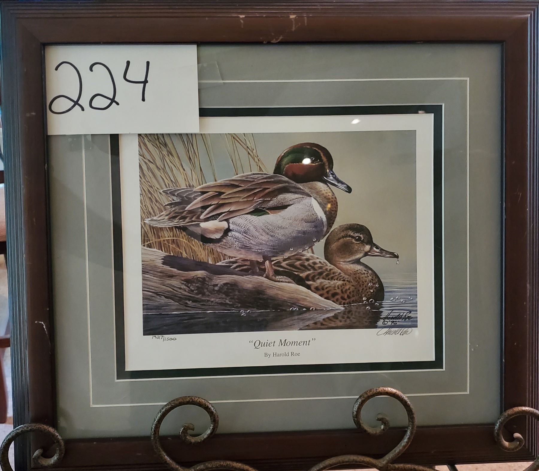 Ducks Unlimited 1427/1500 "Quiet Moment" by Harold Roe Framed 17 1/2"w ...