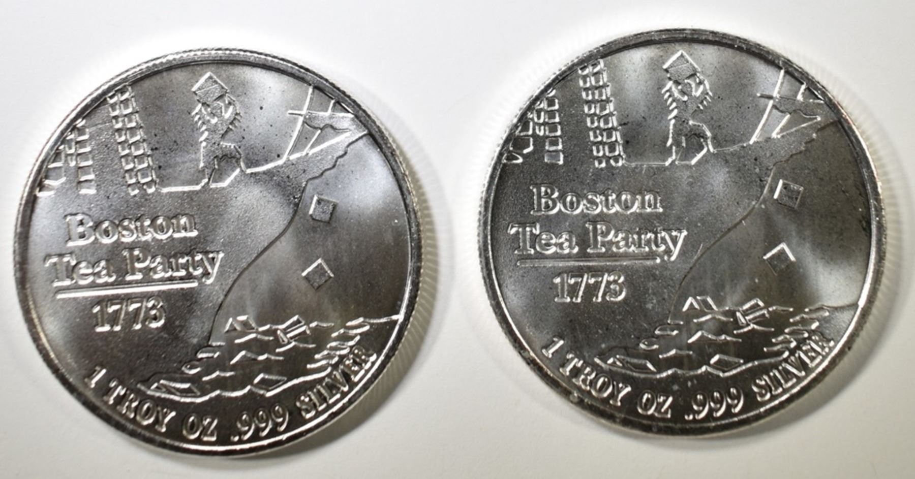 2 1 OZ .999 SILVER BOSTON TEA PARTY COINS