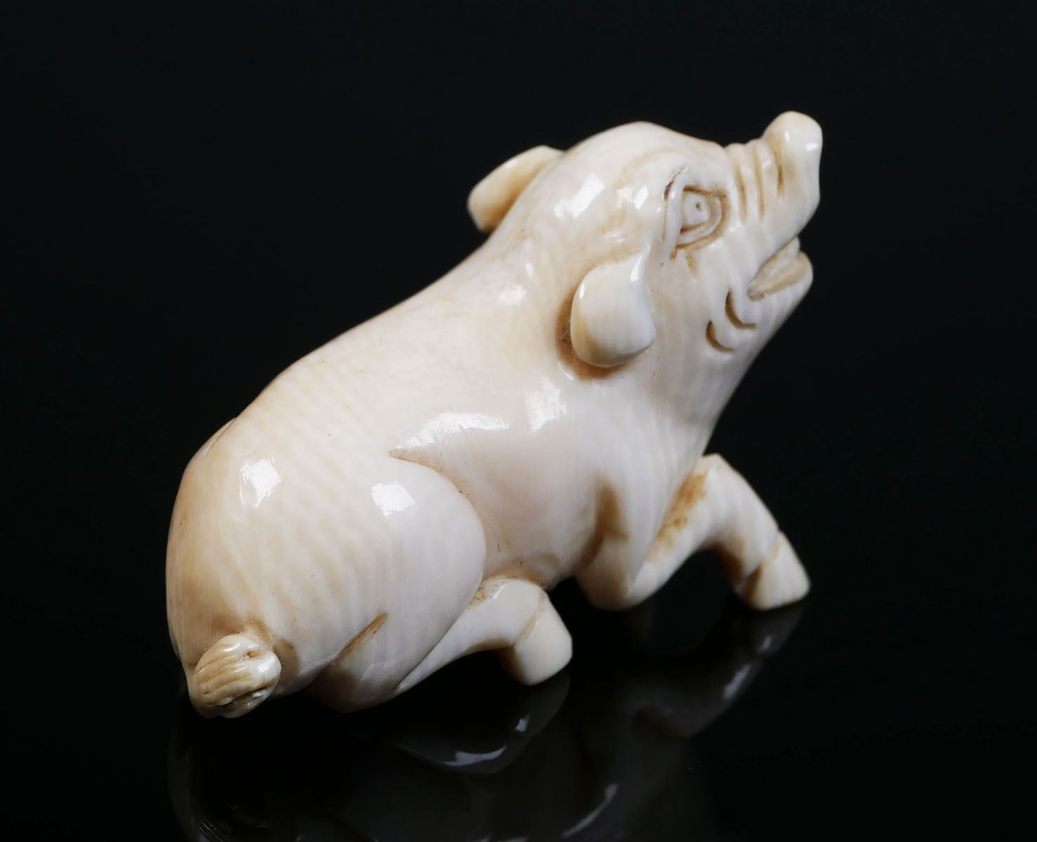 Antique Japanese Ivory PIG Netsuke