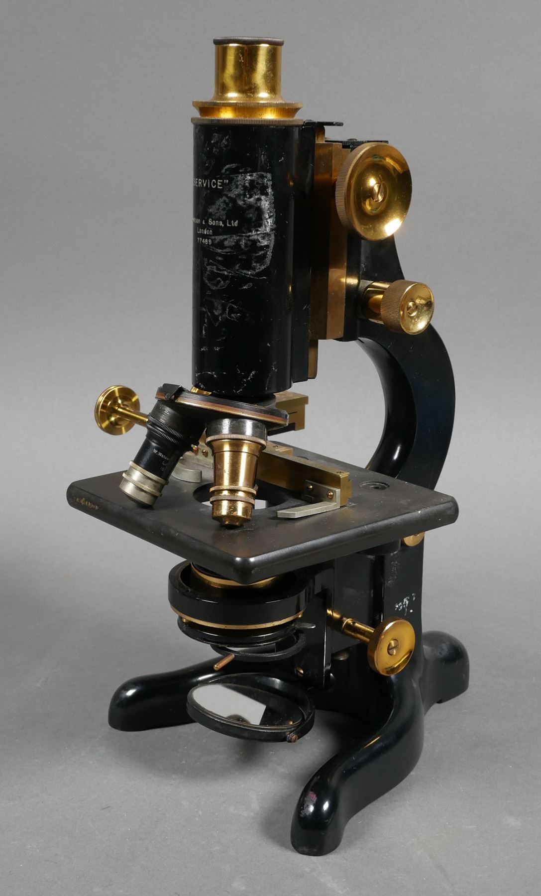 Antique W. Watson & Sons SERVICE Microscope