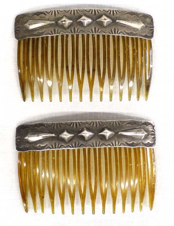 Native American Navajo Sterling Silver Hair Combs