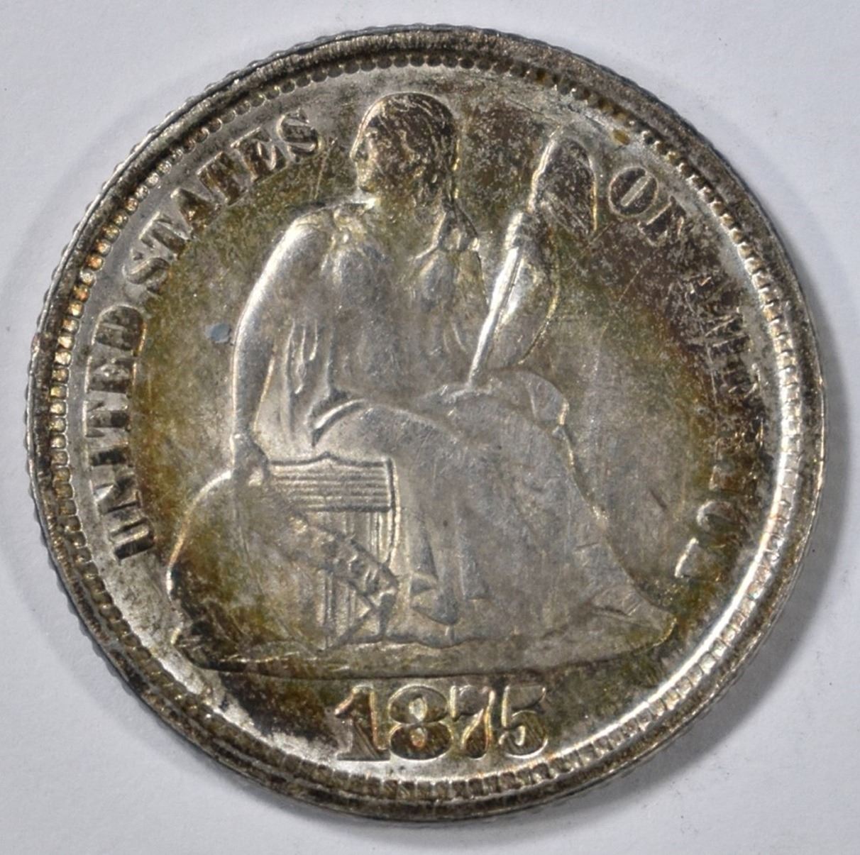 1875-S SEATED DIME ORIG BU