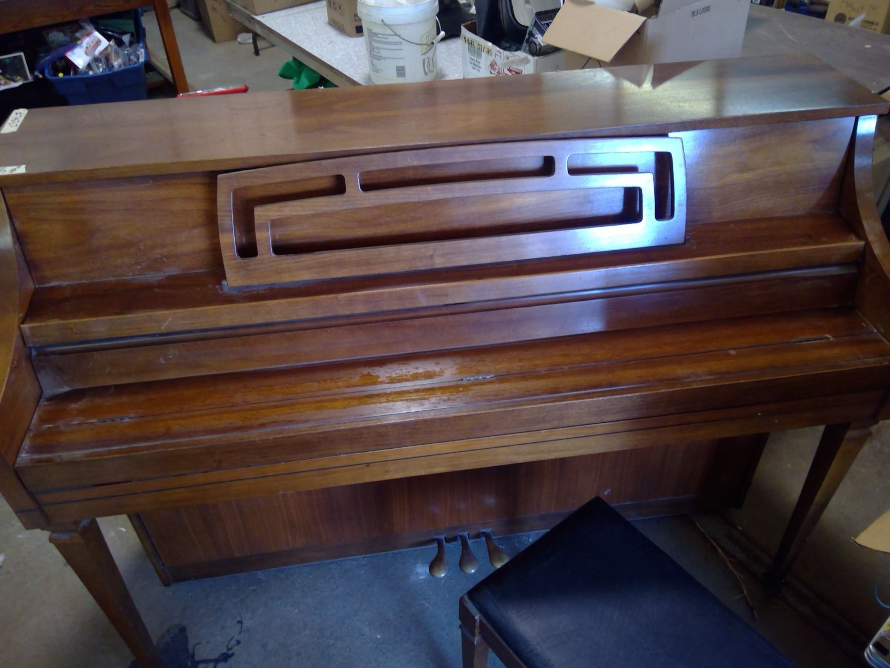 Wooden Upright Piano w/ Bench - Conn (58" x 22" x 42"H) - Schmalz Auctions