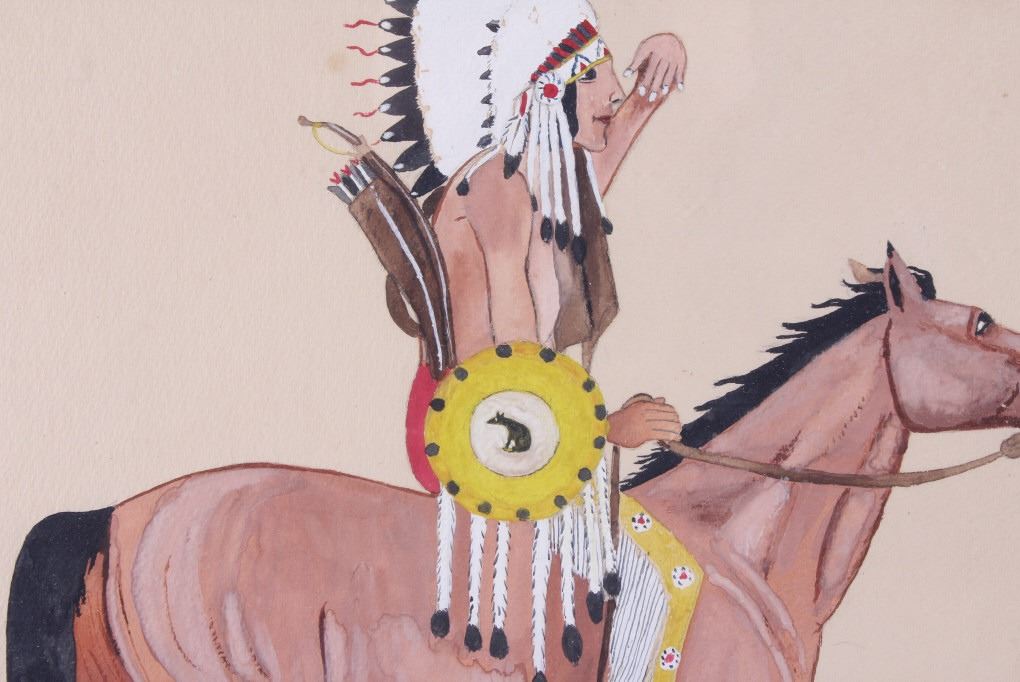 Arapahoe Artist Carl Sweezy (1881–1953) Watercolor