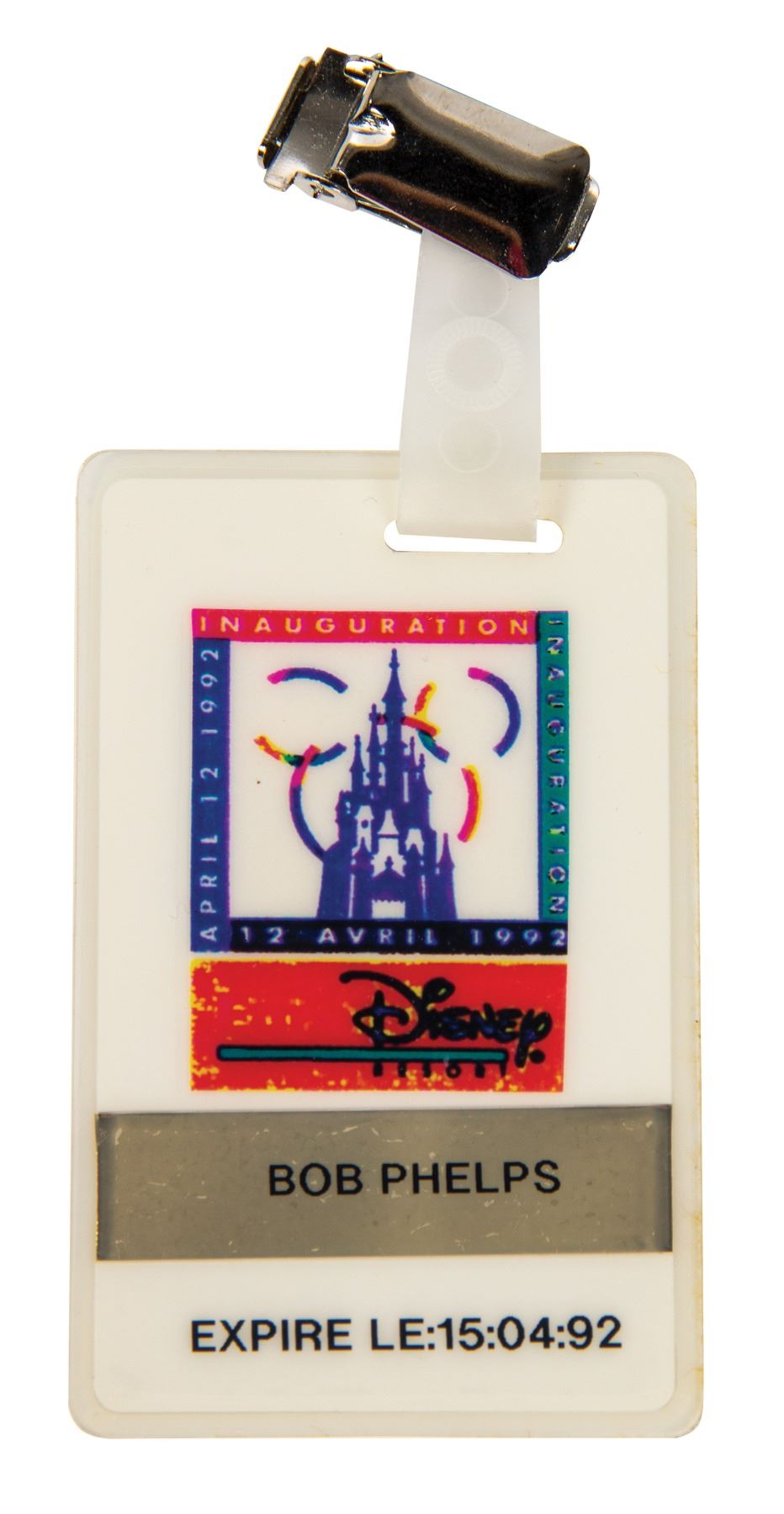 Disneyland Paris Opening Day ID Badge.