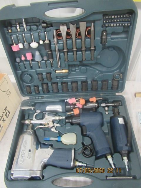 Mastercraft Air Tool Set, 1/2" Impact 3/8" Ratchet Chisel, Die Grinder ...