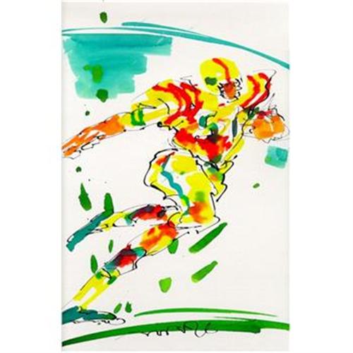 Ted Tanabe Watercolor Painting, Football #1026518