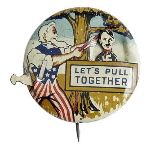 Let's Pull Together Uncle Sam and Hitler Pin