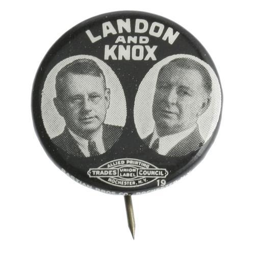 1936 Alf Landon 7/8" Jugate Campaign Button.