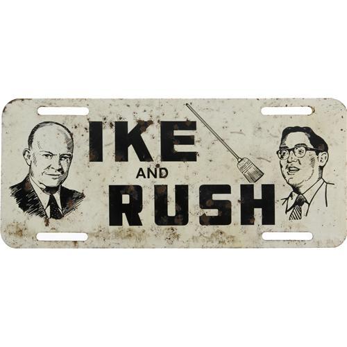 Eisenhower-Rush "Ike and Rush" License Plate. Th