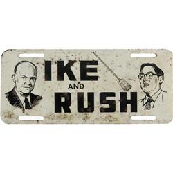 Eisenhower-Rush "Ike and Rush" License Plate. Th