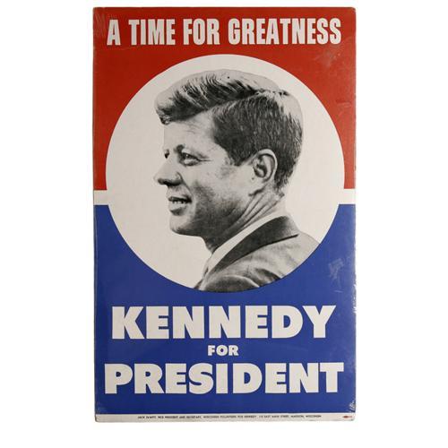 1960 John F. Kennedy Campaign Poster. This red,