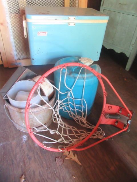 Basketball Hoop, Cooler & Water Jug