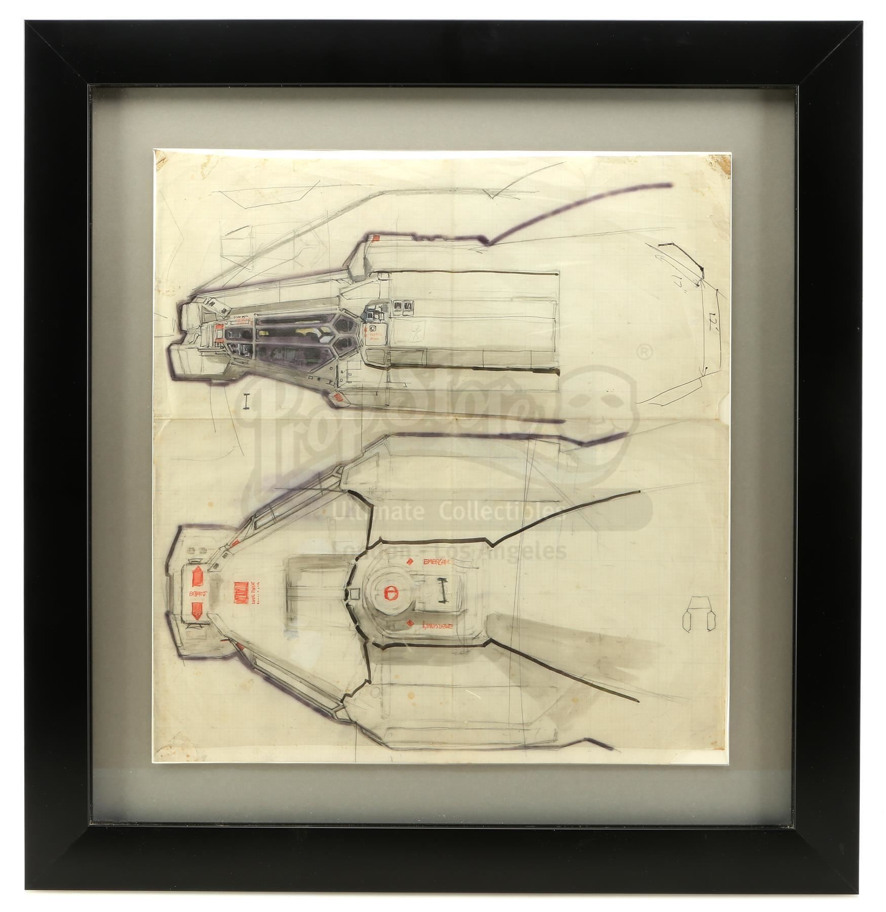Lot #14 - ALIEN (1979) - Framed Hand-Drawn Ron Cobb Nostromo Cockpit ...