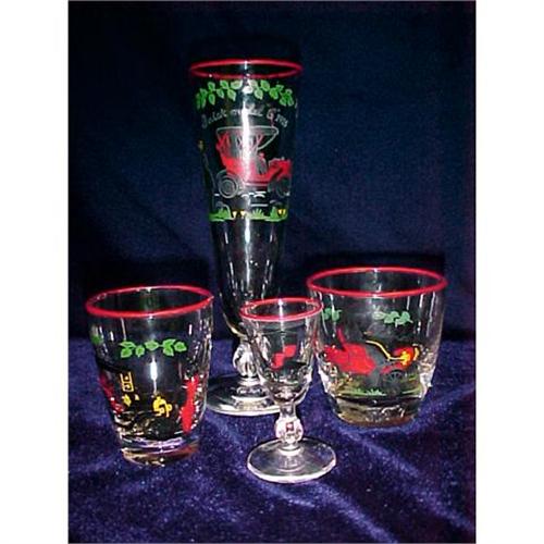 Vintage Libby Barware Antique Car Glass Set #1043140