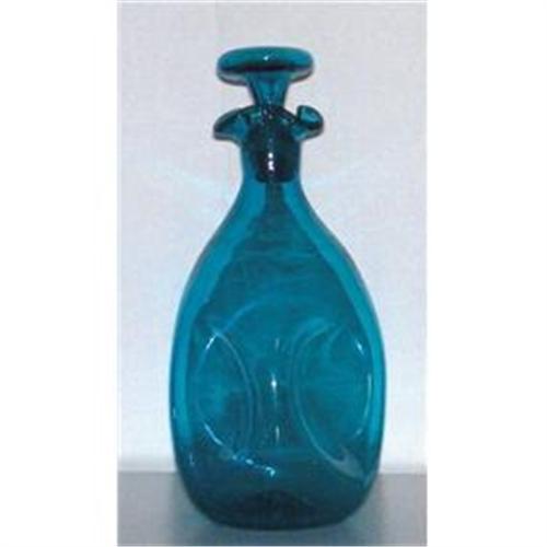 VINTAGE PEACOCK TEAL BLENKO 49 PINCHED DECANTER#1079142