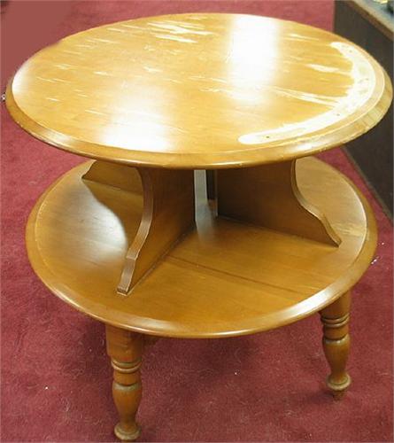 Vintage all wood two tier round table s