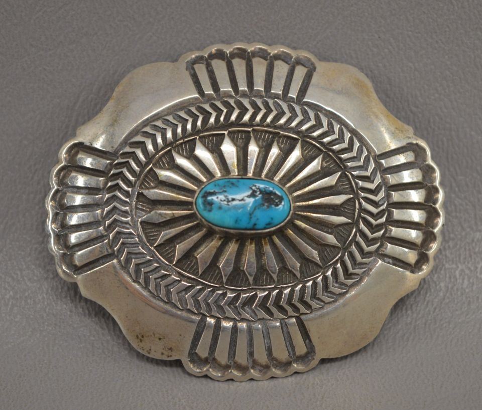 NATIVE AMERICAN NAVAJO INDIAN PIN SIGNED M