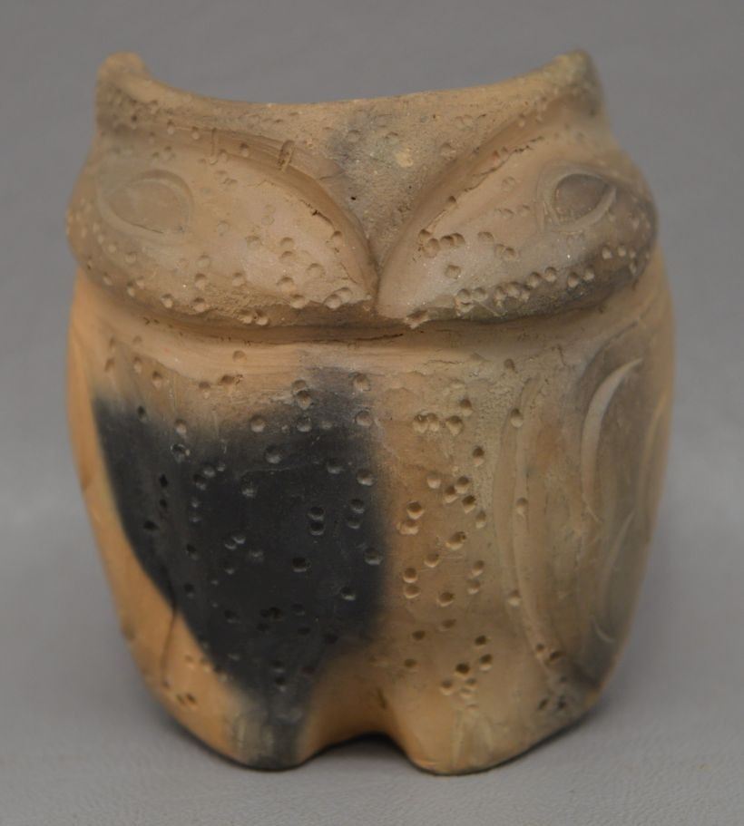 NATIVE AMERICAN CHEROKEE POTTERY OWL BY BIGMEAT MANEY