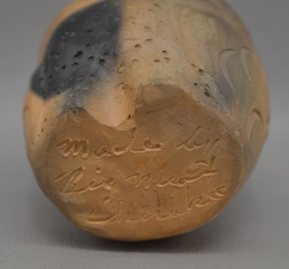 NATIVE AMERICAN CHEROKEE POTTERY OWL BY BIGMEAT MANEY