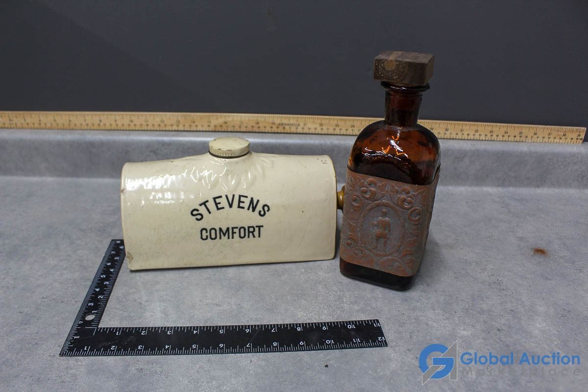 Stevens Comfort Stoneware Bottle & Brown Glass Bottle