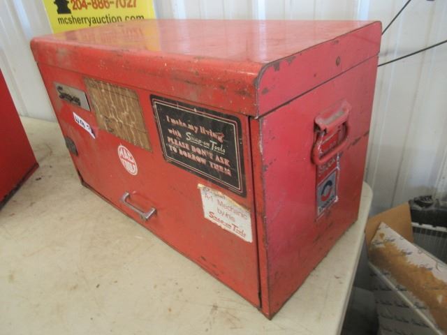2 Items- Snap On Top Piece Tool Cabinet Beech Metal Cabinet 24"H 22"W 12"D