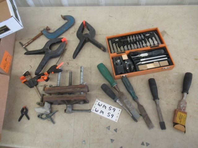 Wood Carving Set, Wood Chisels, Clamps, & Wood Vise