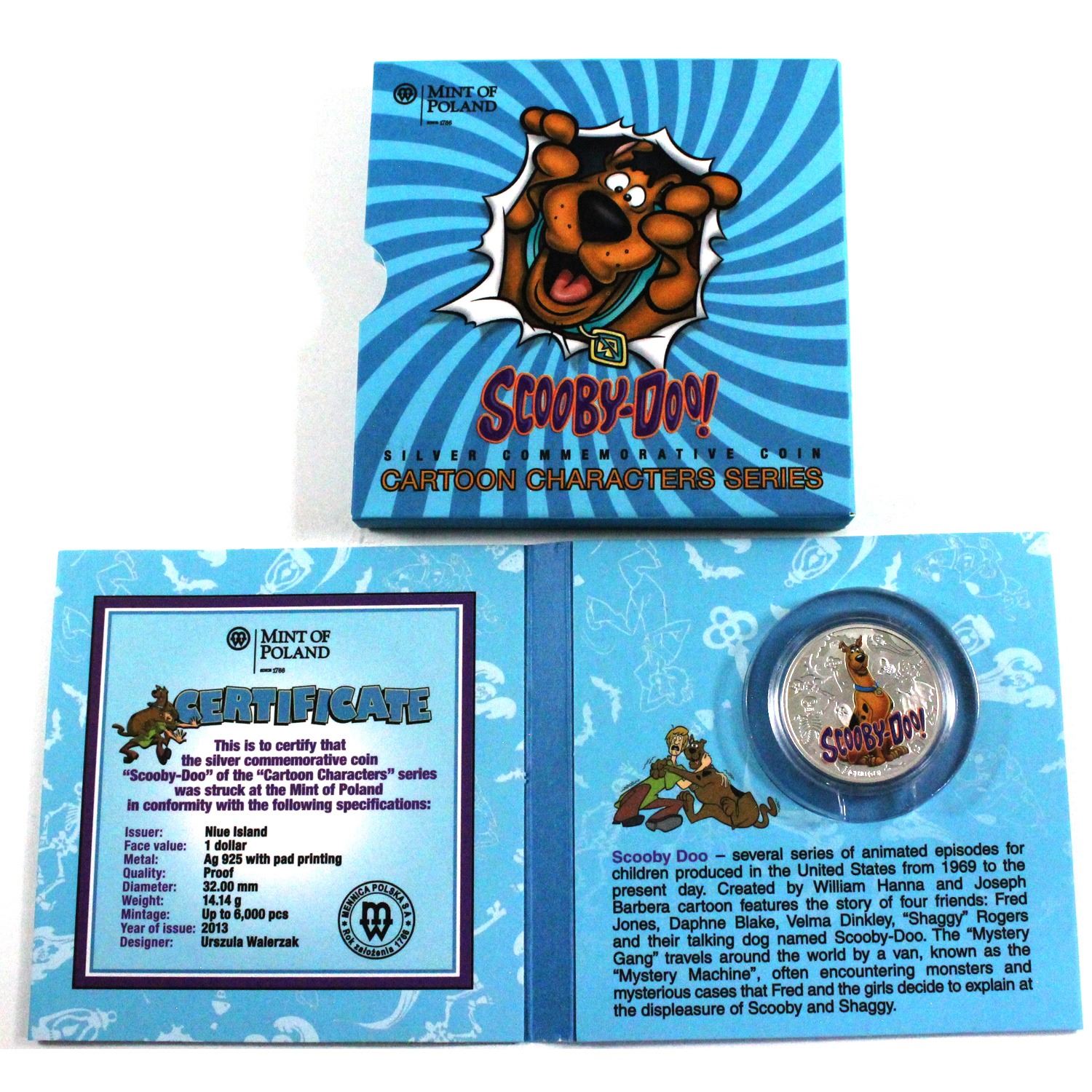 2013 Niue $1 Cartoon Characters Series - Scooby-Doo! Sterling Silver ...