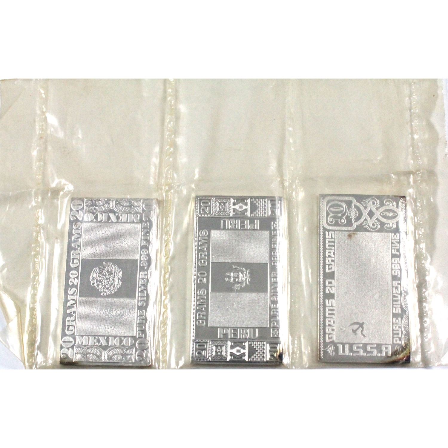 Unique! The Silver Mint 20g .999 Fine Silver Ingots with Country Flags ...