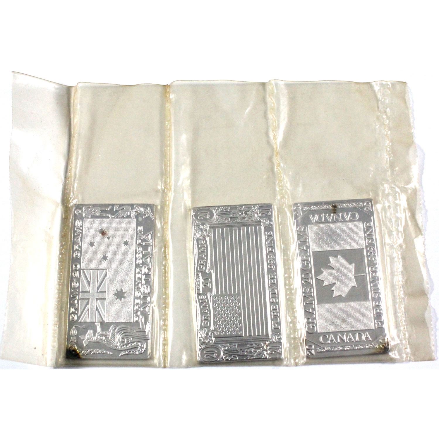 Unique! The Silver Mint 20g .999 Fine Silver Ingots with Country Flags ...