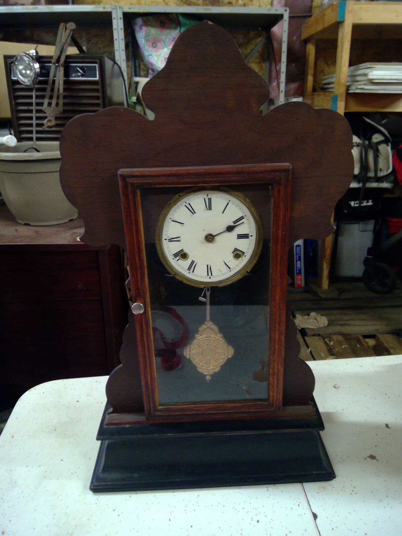 WOODEN STANDING CLOCK W/ PENDULUM AND KEY - Schmalz Auctions