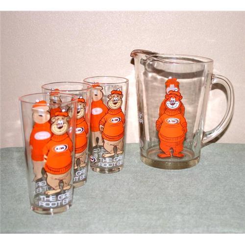 A&W Root Beer Bear Glass Pitcher/Glasses #1098083