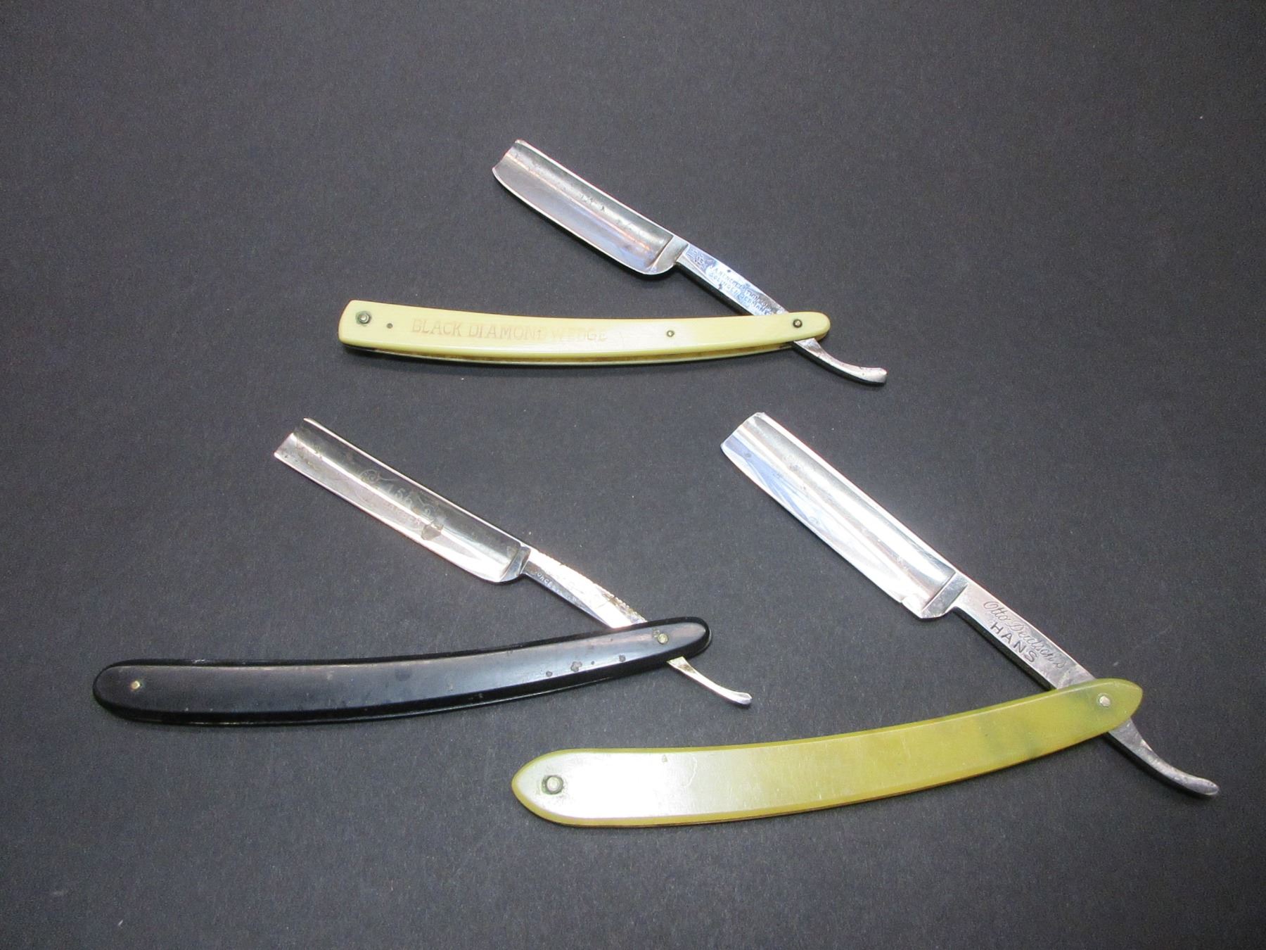 3 Antique Straight Edge Razors- 2 German Made And 1 American Made