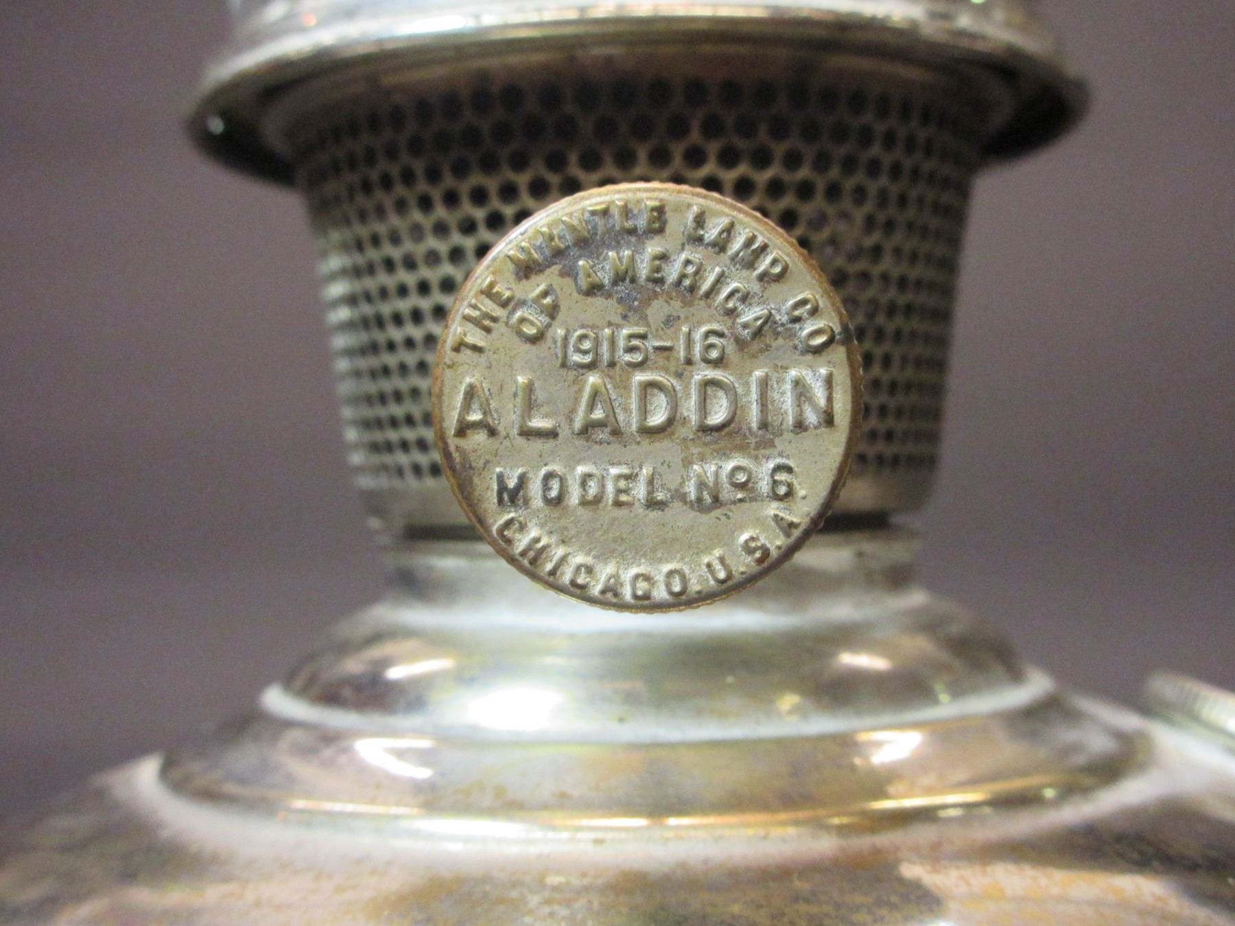 Marked "The Mantle Lamp Co Of America 1915- 1916 Aladdin Model 6 ...
